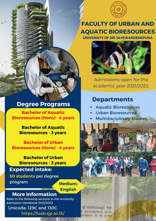 Faculty of Urban and Aquatic Bioresources – University of Sri ...